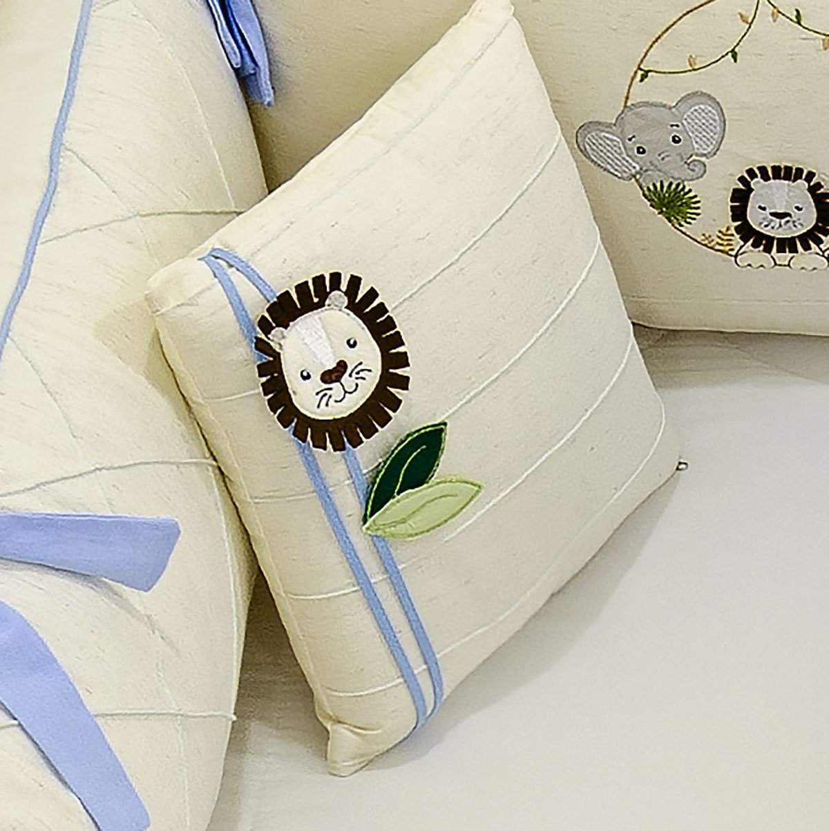 Kit Berço Elegância Linho 9 Peças Amiguinhos da Selva Azul+ Saia de ...