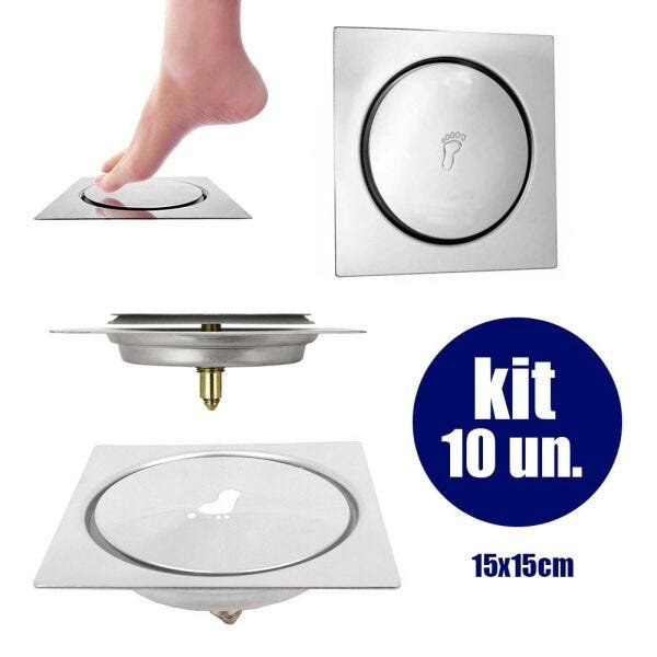 Ralo Inteligente Pop Up Click 15x15 Banheiro Aço Inox 10 Un ...