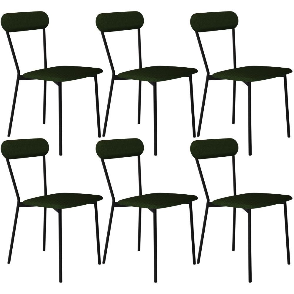 Kit 06 Cadeiras Estofada para Sala de Jantar Liora Preto C01 Linho ...