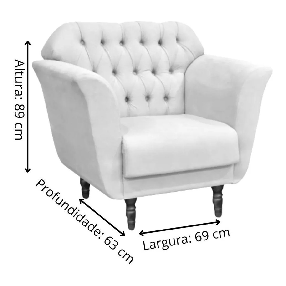 Poltrona Capitonê Belle Com Pés de Madeira - Móveis Roperi - Suede Bege | MadeiraMadeira