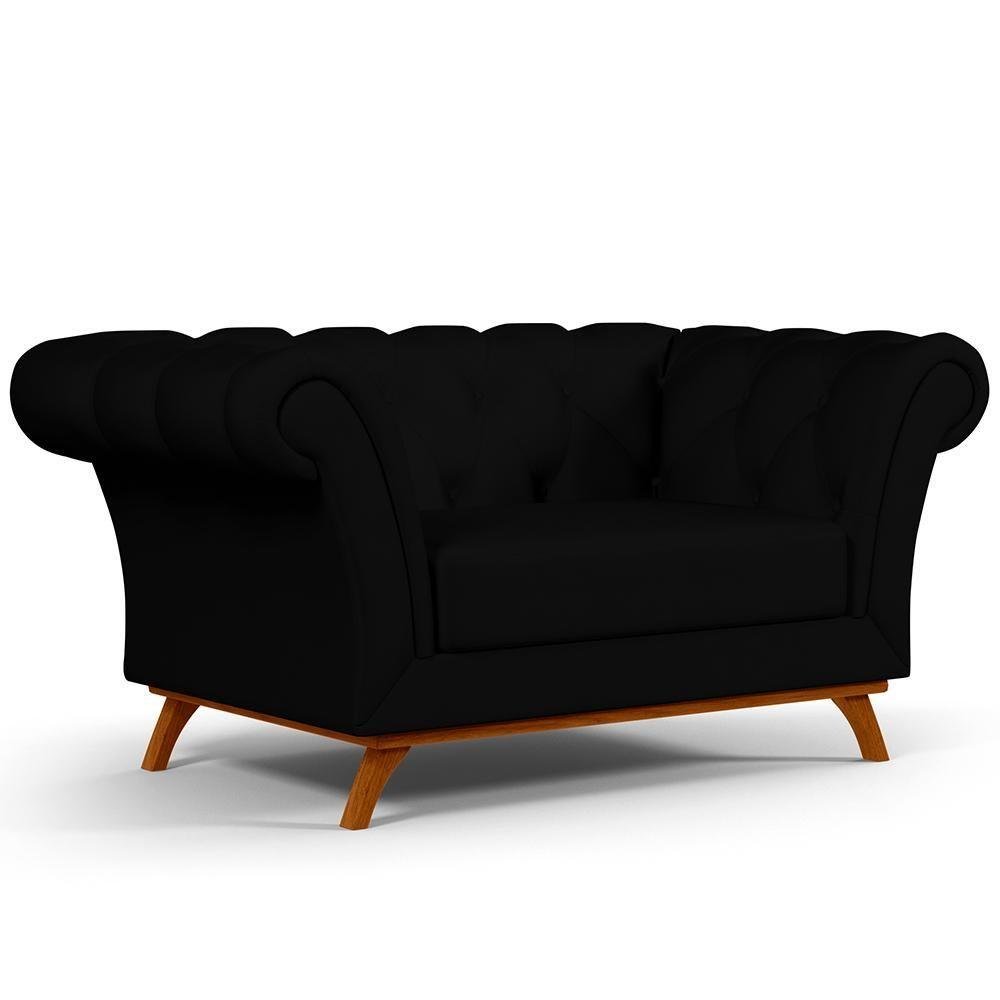 Sofá 2 Lugares Império 150 Cm Veludo Preto C-300 | MadeiraMadeira