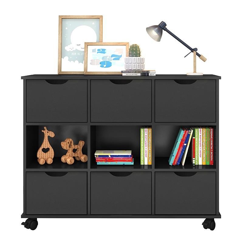 Nicho Organizador 1478 com 6 Gavetas Preto - Qmovi | MadeiraMadeira