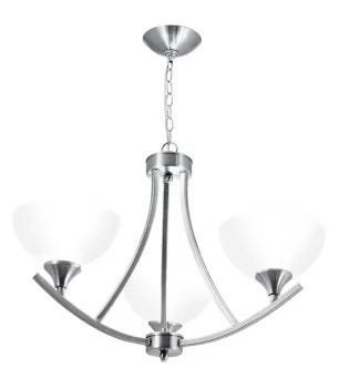 LUSTRE ORIGINALE 3 VIDRO BRANCO BASE CROMADA | MadeiraMadeira