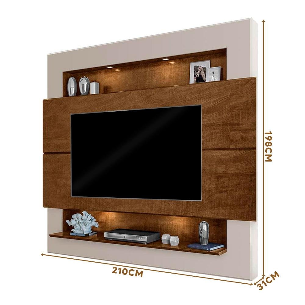 Painel De TV Até 75 Polegadas Com Led Malbec Off White Milão Luapa ...
