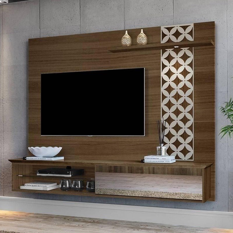 Painel Home para TV Versalio Amêndoa/Off White - PR Móveis | MadeiraMadeira