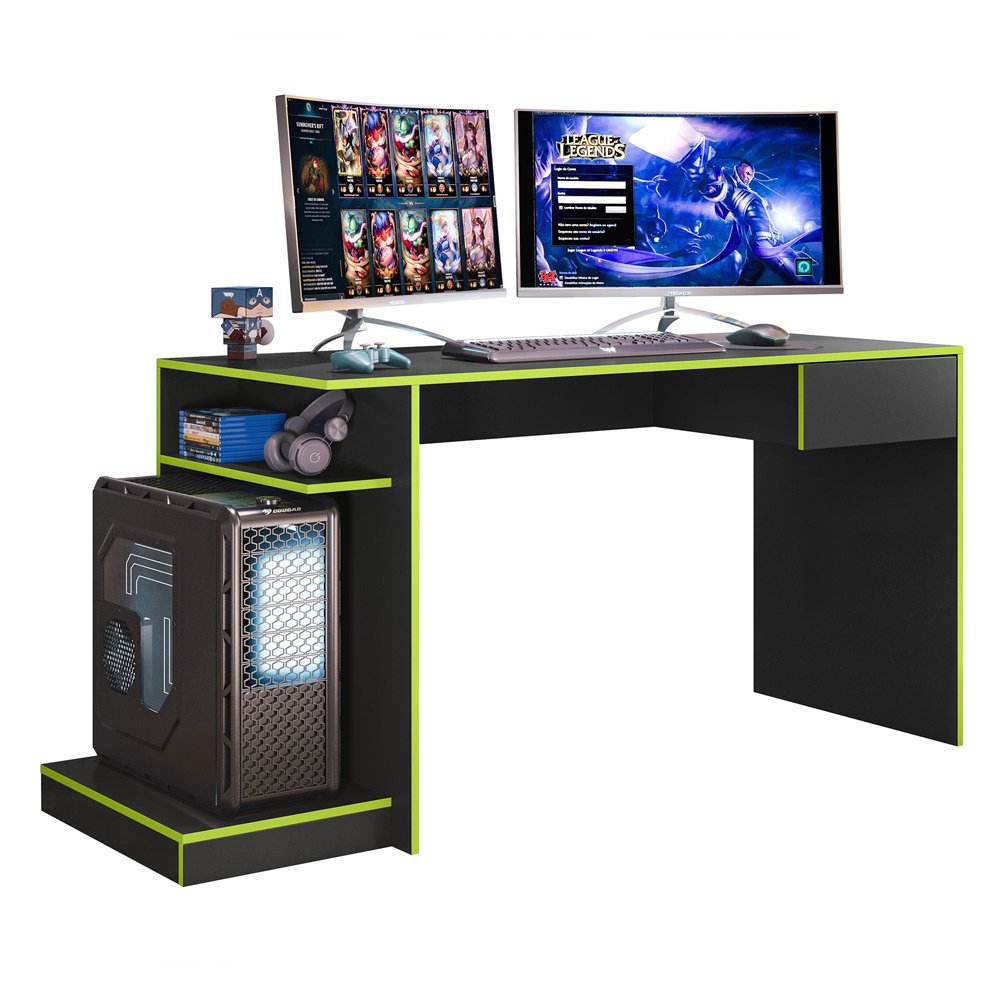 Mesa Escrivaninha Para Computador Setup Gamer Nitro 1 Gaveta Preto ...
