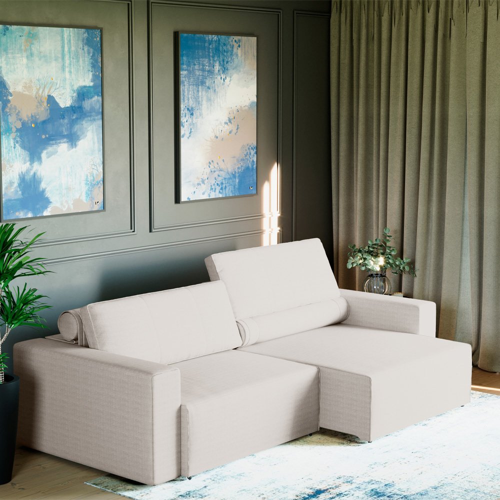 Sofá 2 Lugares Retrátil e Reclinável Elétrico Versatto Linho Carter ...