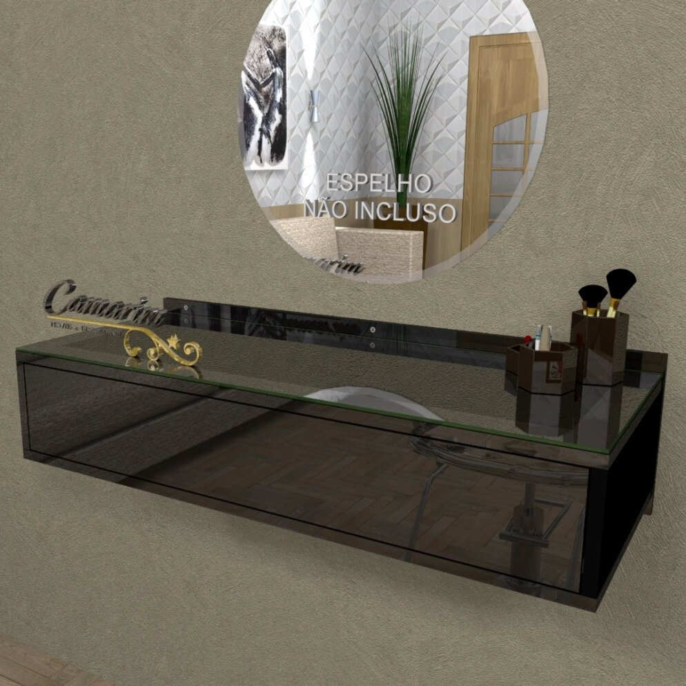 Bancada para Penteadeira Profissional Para Salão e MakeUp Suspensa com 1 Gaveta - BP02 - MDF ...