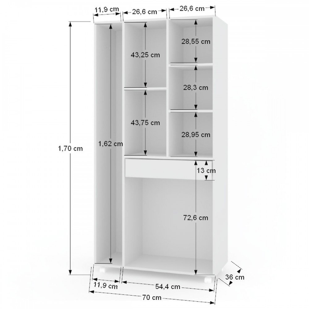Armário Multiuso 2 Portas com Rodízios Milão Branco - Panorama Móveis ...