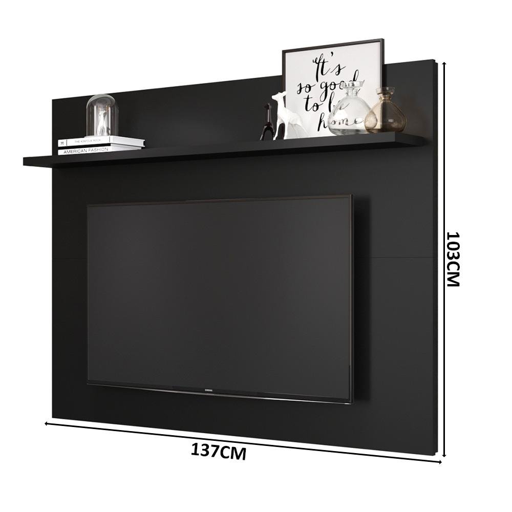 Painel TV Quarto 43 Polegadas Preto Acetinado Topázio Patrimar ...