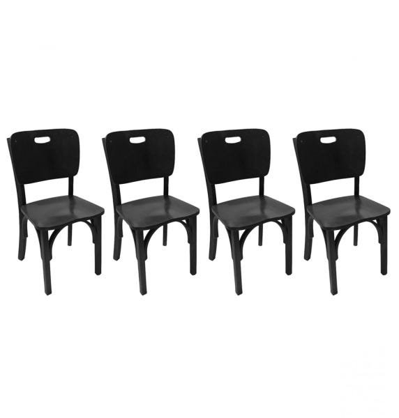 Kit 4 Cadeiras Fixa Boteco Bar de Madeira Cor Preta | MadeiraMadeira