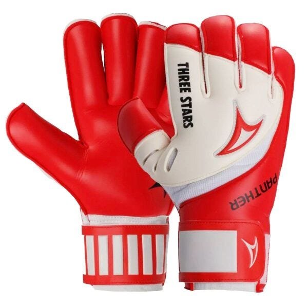 Luva de Goleiro Three Stars Panther Profissional - Aqua Grip - Vermelho ...