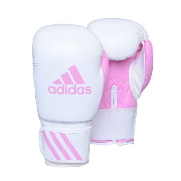 Kit Luva Boxe Adidas Response Branco/Rosa com Bandagem Azul e Bucal ...