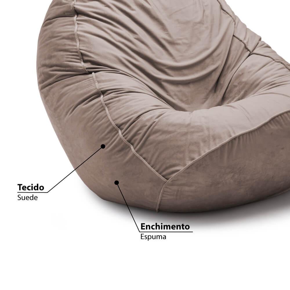 Puff com Tecido Suede - Cinza | MadeiraMadeira