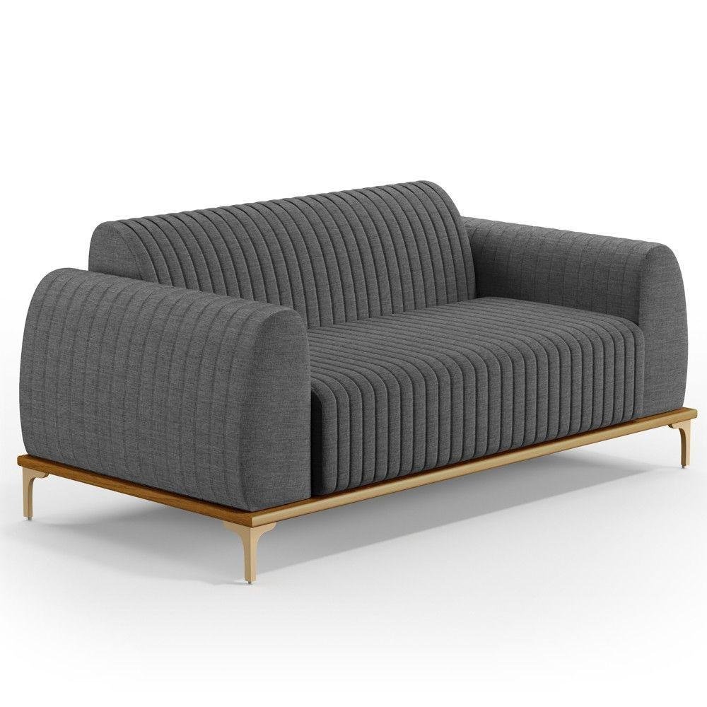 Sofá 150cm 2 Lugares Base Gold Molino D06 Linho C-416 Cinza ...