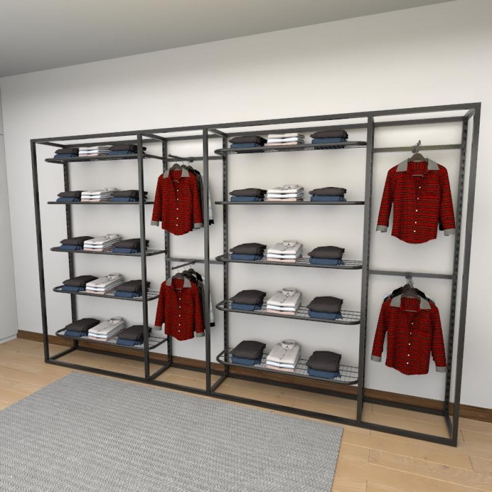 Closet araras, guarda roupas aberto industrial com 22 peças preto ...