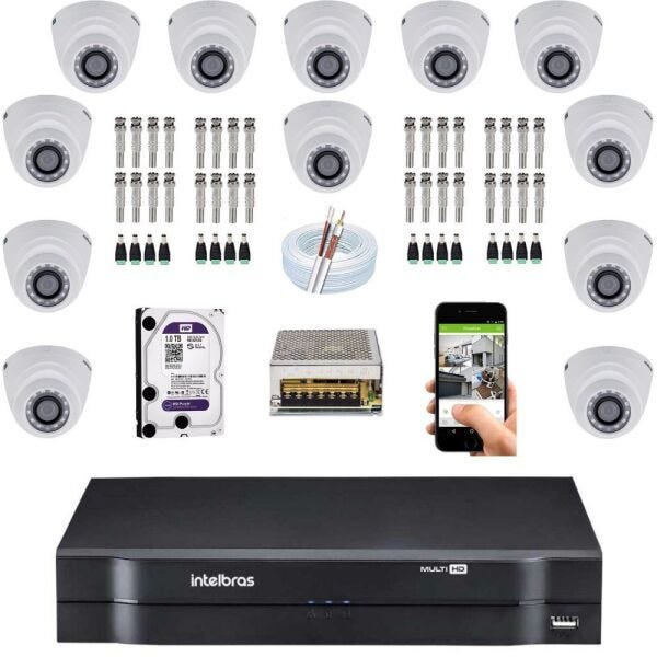 Kit 12 Câmeras Multi HD para Empresa Intelbras Mhdx 1016 | MadeiraMadeira