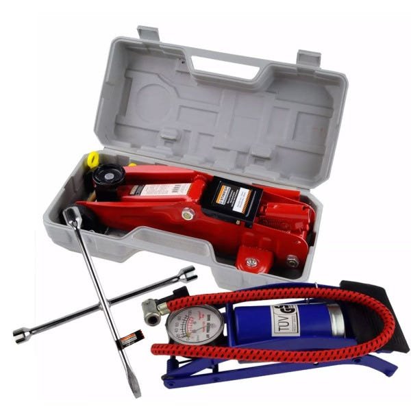 Kit Macaco Jacaré 2T Maleta, Bomba Pneu e chave Roda 3 Bocas Starfer ...