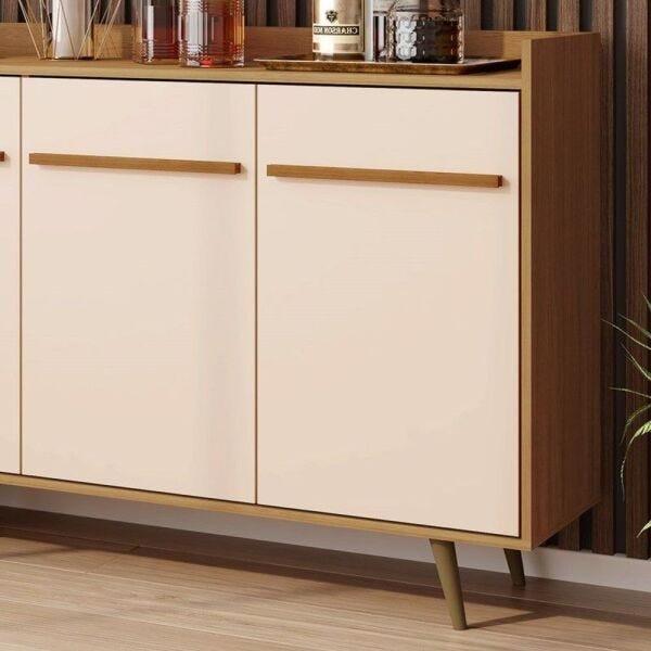 Aparador Buffet Quartzo 3 Portas - Cinamomo/Off White | MadeiraMadeira
