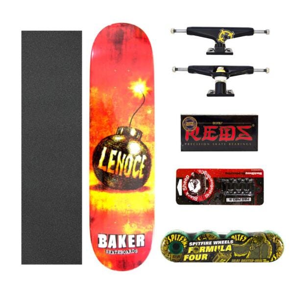 Skate Completo Baker Maple Roda Spitfire e Intruder Com Lixa ...