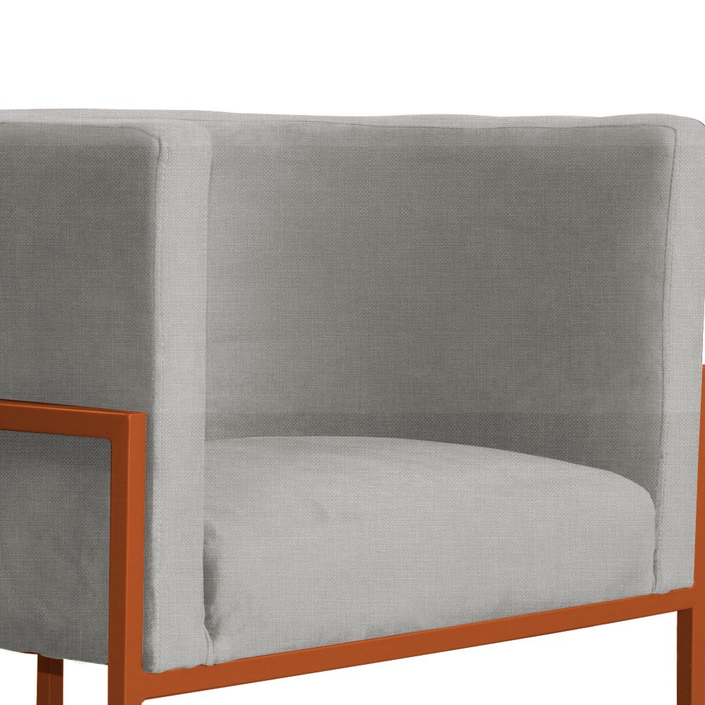 Poltrona Luana Base Metálica Cobre Linho Bege - Vallisa Decor ...