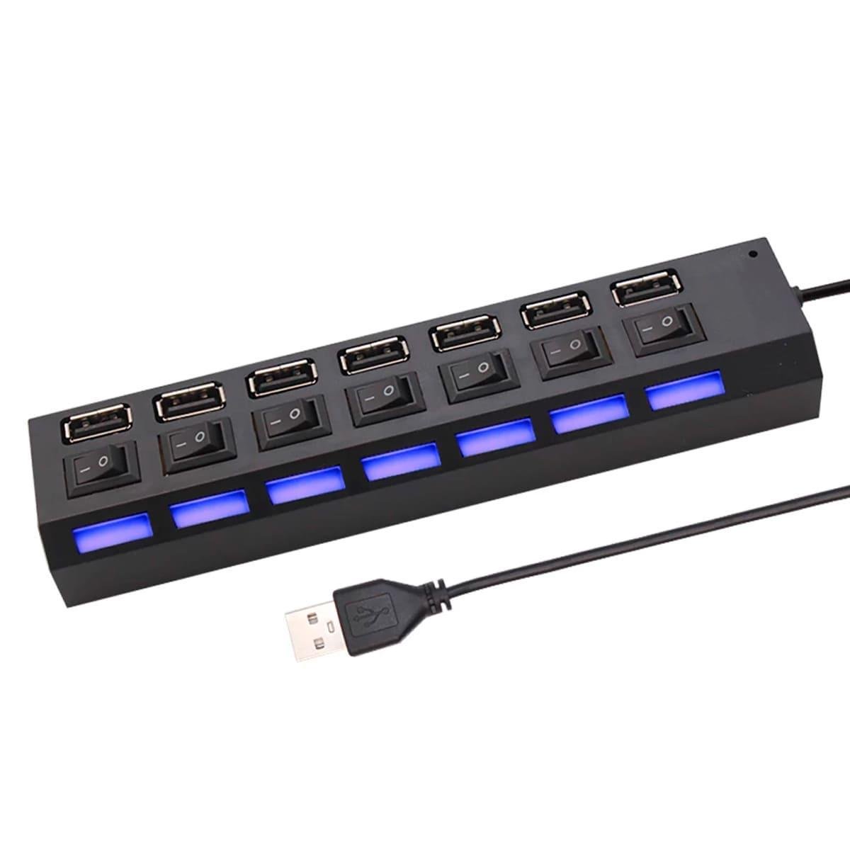 Hub Usb 2.0 com 7 Portas Switch On/off Led Indicador para Pc ...