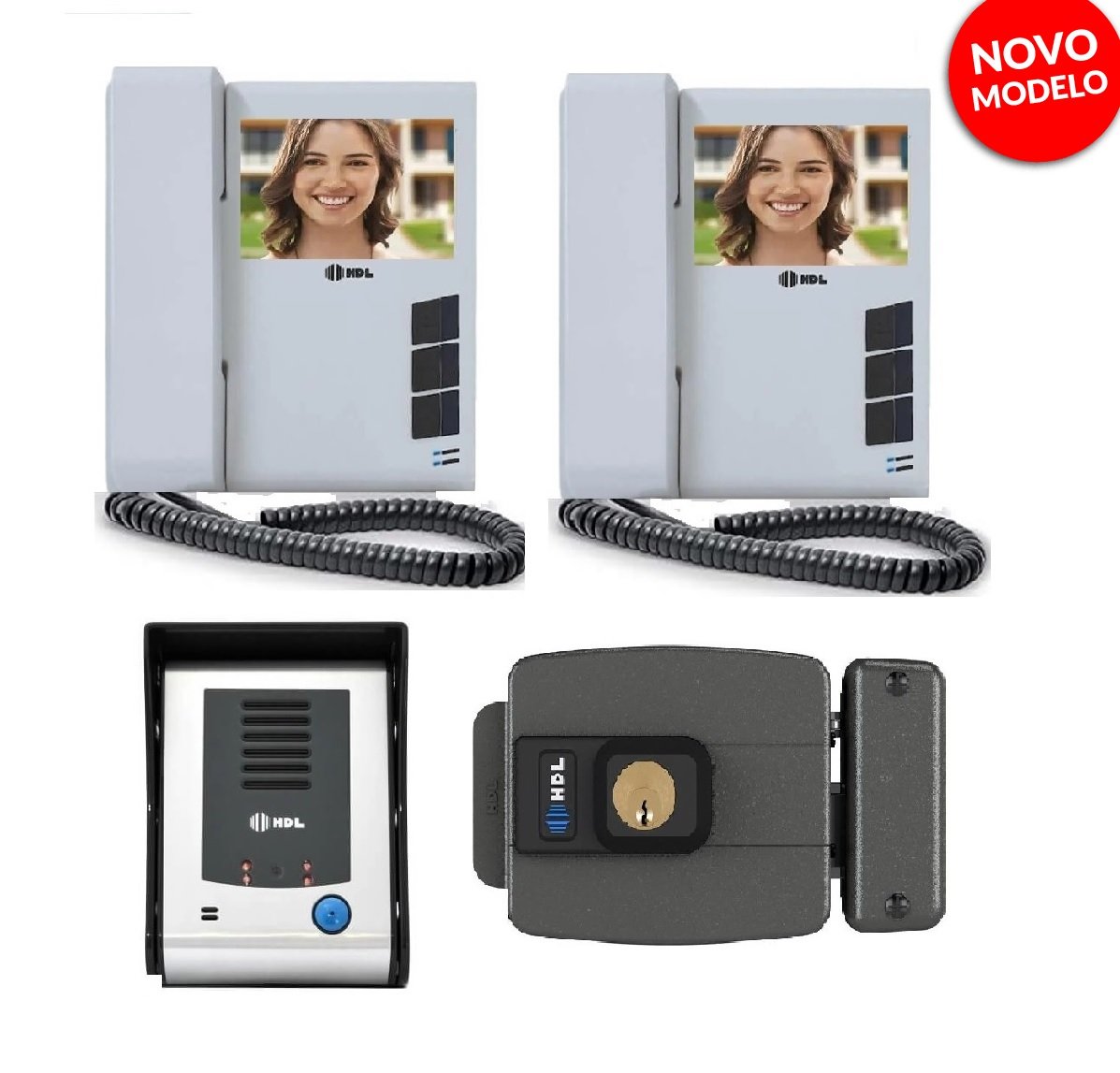 Kit Vídeo Porteiro HDL SENSE e Extensão de Vídeo e Fechadura C-90 Abre ...