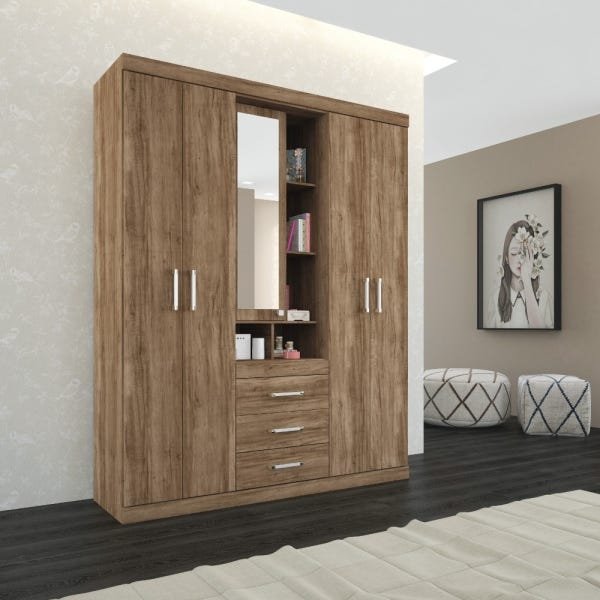 Guarda-Roupa Roupeiro Bahamas com Espelho Atacama | MadeiraMadeira