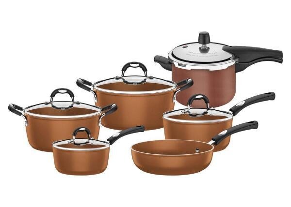 Jogo De Panelas Monaco 6 Peças Cor Cobre Tramontina | MadeiraMadeira
