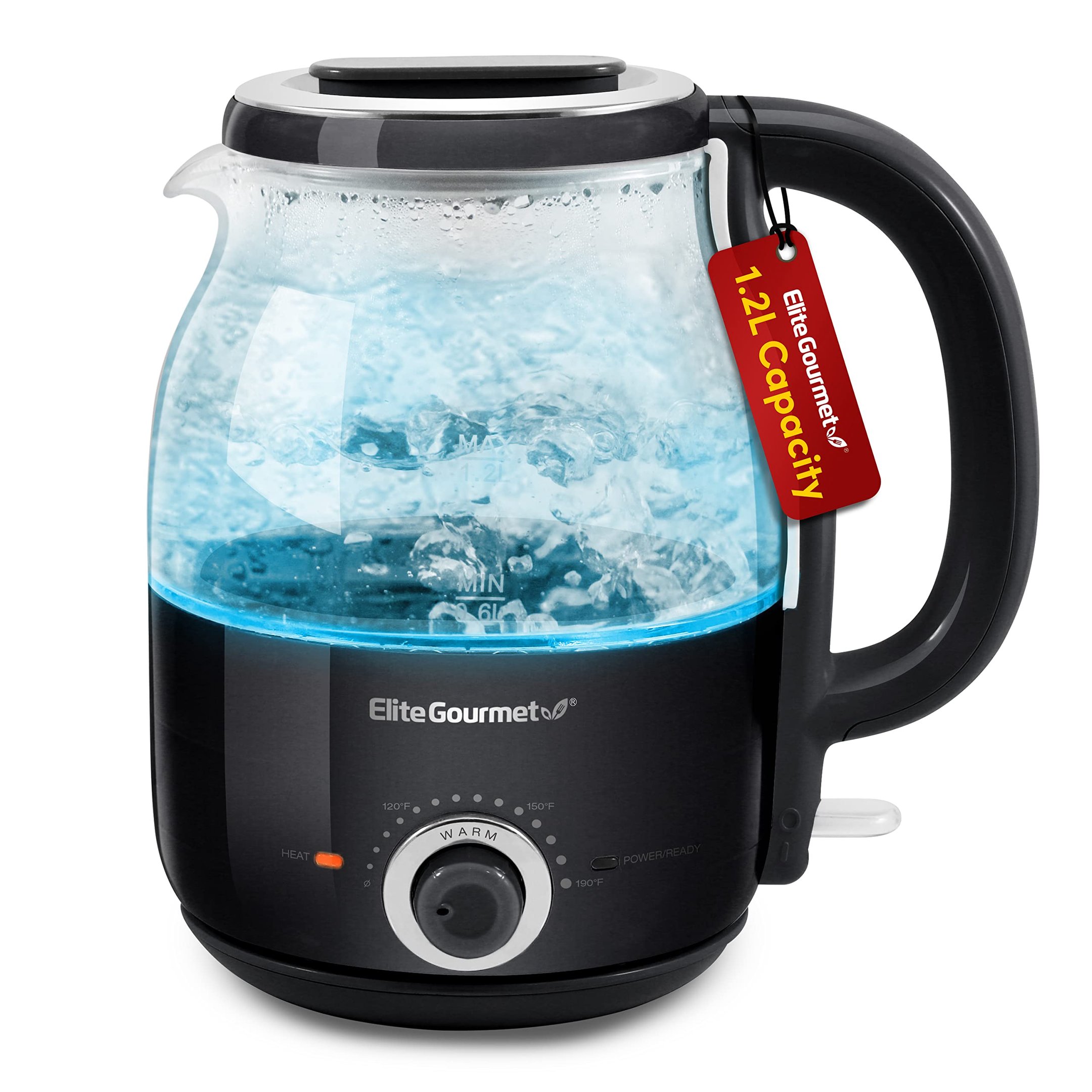 Elite Gourmet Ekt1220b Chaleira Elétrica de Vidro 1,2l Preto Led ...