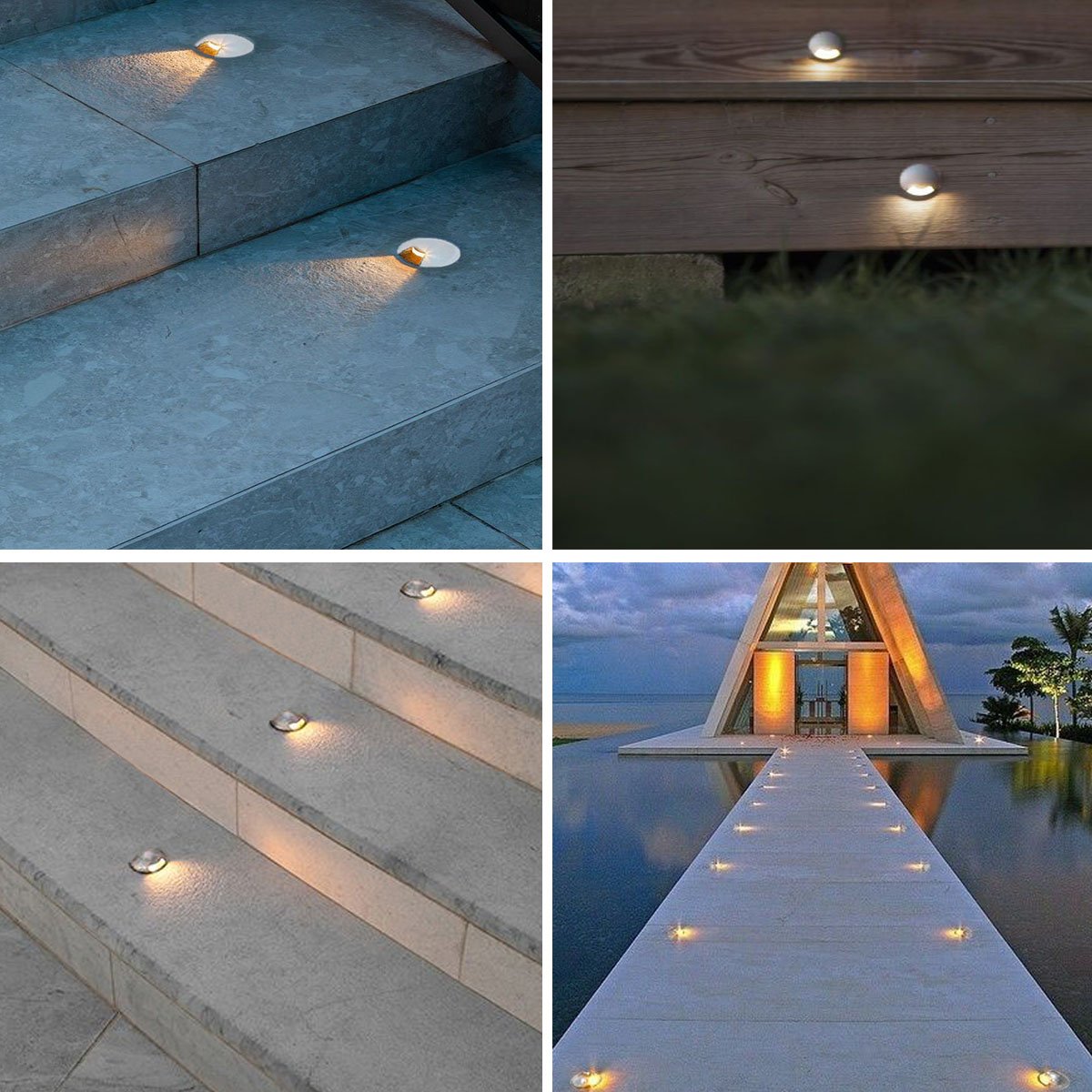 Kit 7 Spot para Piso 1 Facho LED 3000K Deck Escada Ip67 Acl27 ...