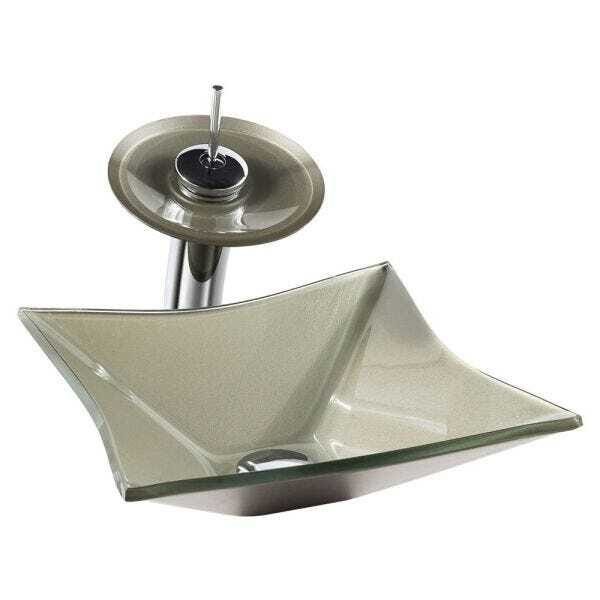 Cuba Quadrada RT 30Cm Bege + Torneira Cascata + Válvula | MadeiraMadeira