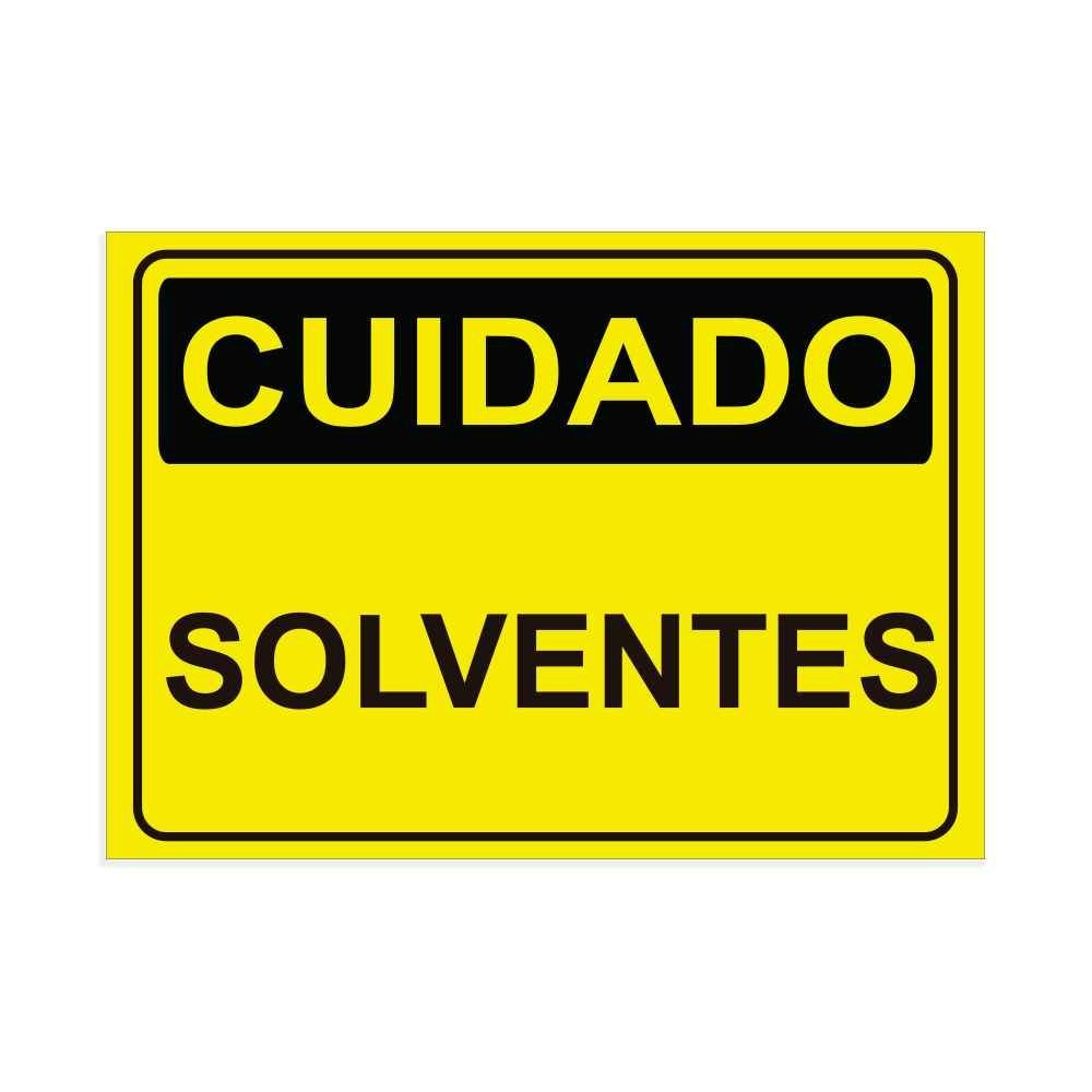 Placa de Sinalização Cuidado Solventes em Pvc | MadeiraMadeira