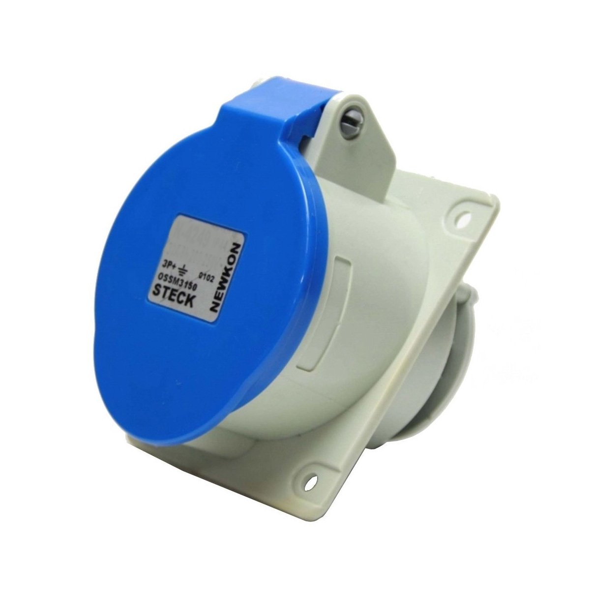 Tomada Embutir Newkon 32A 220/240V 3P + T 9H Azul Steck | MadeiraMadeira