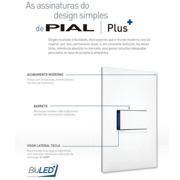 1 Interruptor Simples + 2 Interruptores Paralelos 4x2 Preto Pial Plus ...