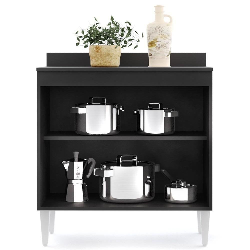 Balcão Gabinete 80cm 2 Portas Hawai Preto - Lumil Móveis | MadeiraMadeira