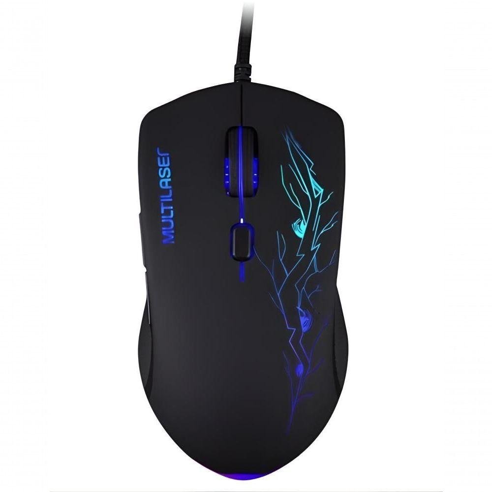 Mouse Gamer Led 3200Dpi 6 Botões Multilaser - Preto | MadeiraMadeira