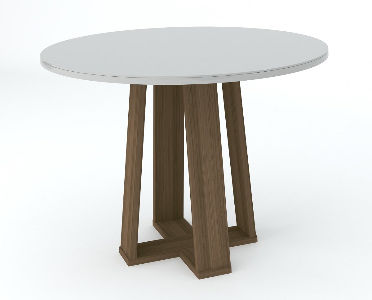 Mesa de Jantar Redonda 4 Lugares Isabela Imbuia Offwhite | MadeiraMadeira