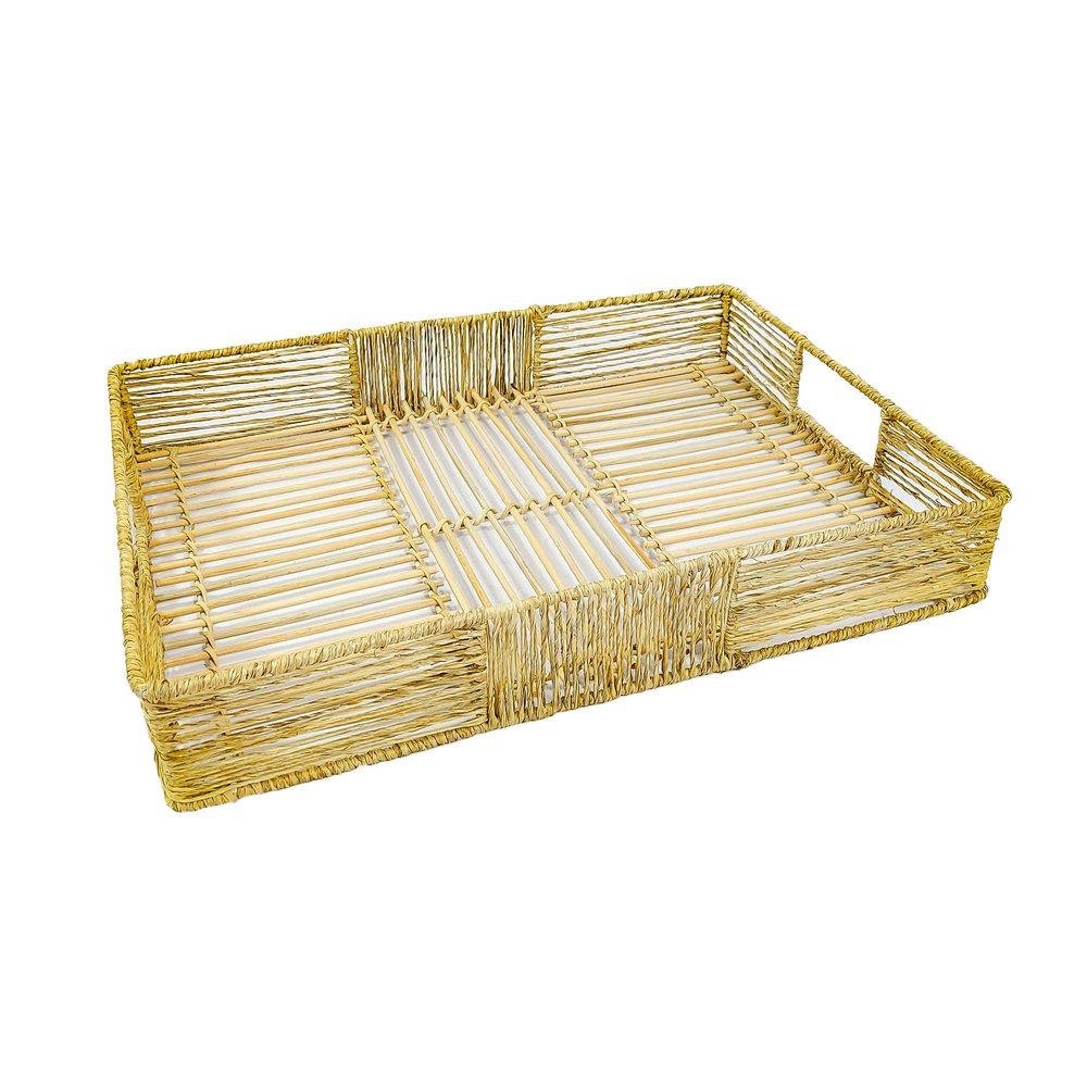 Bandeja de Fibra Natural Retangular Bambú Ilhéus G | MadeiraMadeira