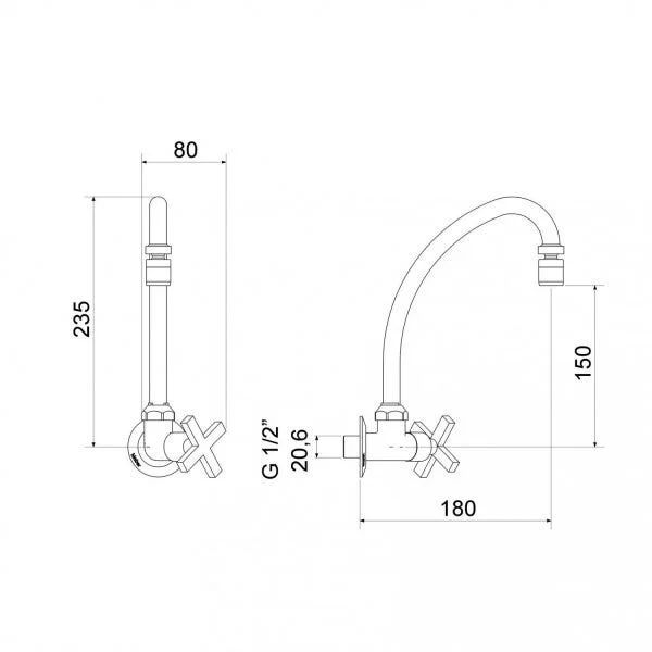 Torneira de Parede para Cozinha Bica Móvel 1187 Ômega C28 Meber Metais ...