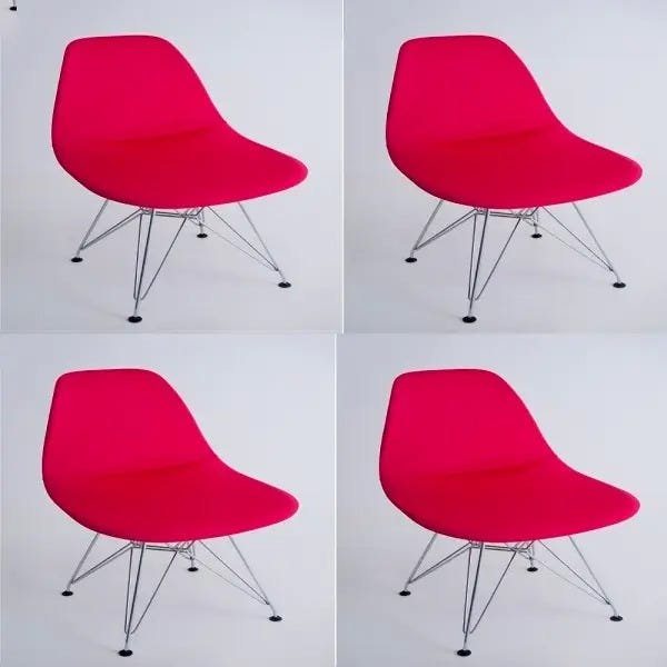 Kit Com 04 Capas para Cadeira Charles Eames Wood Vermelho | MadeiraMadeira