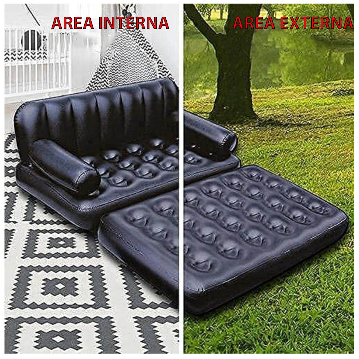 Sofa Cama Inflavel Casal Grande 5 em 1 Poltrona Multifuncional ...