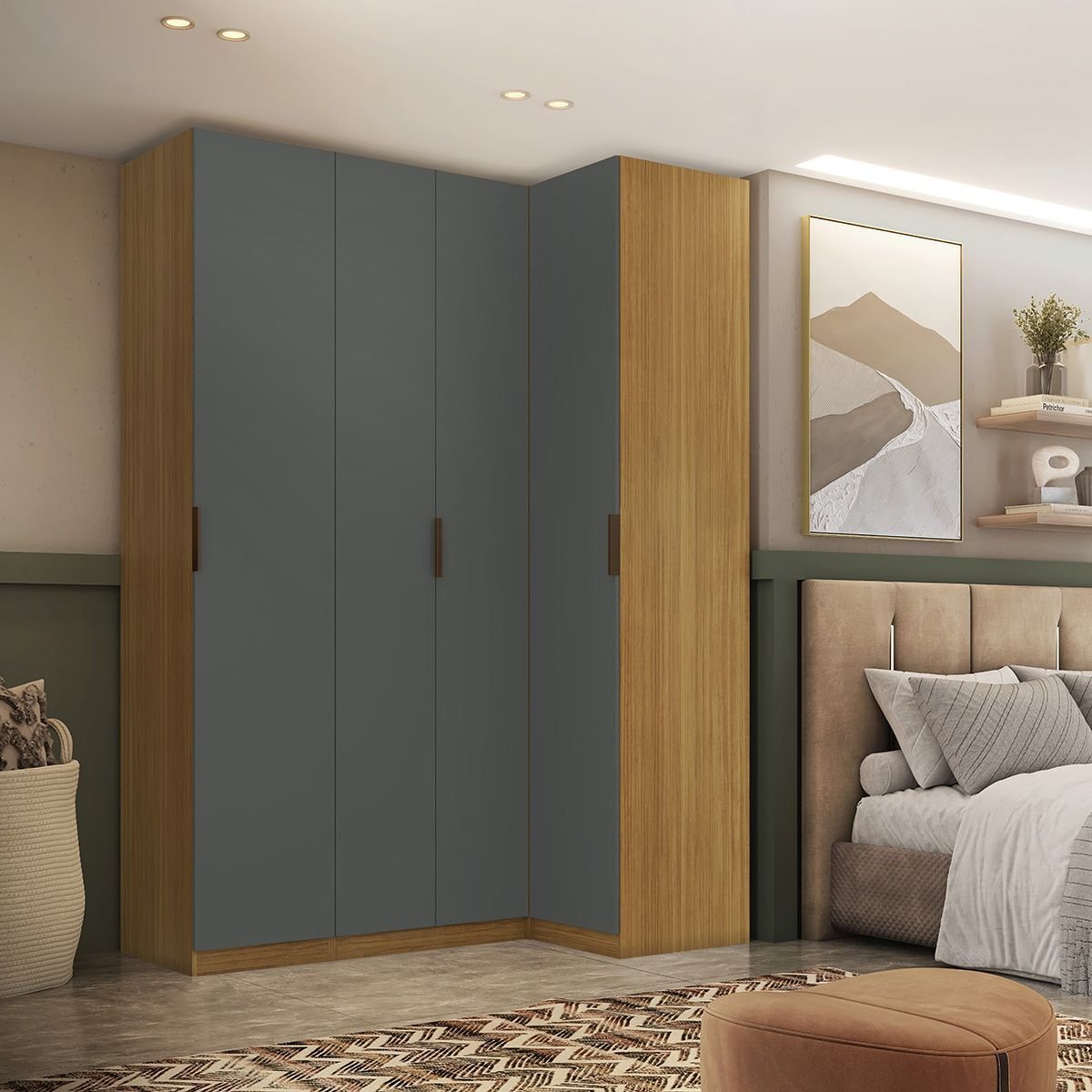 Guarda Roupa Canto Reto 4 Portas Mdf Altezza Clean Belmax:freijó ...