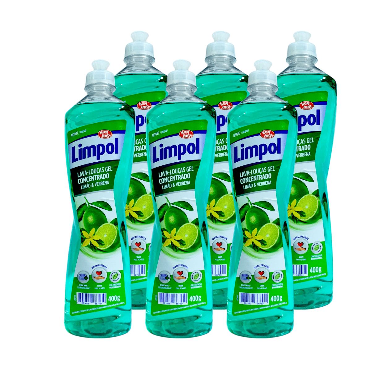 Kit C/ 6 Detergentes Limpol Gel Limao e Verbena 400g | MadeiraMadeira