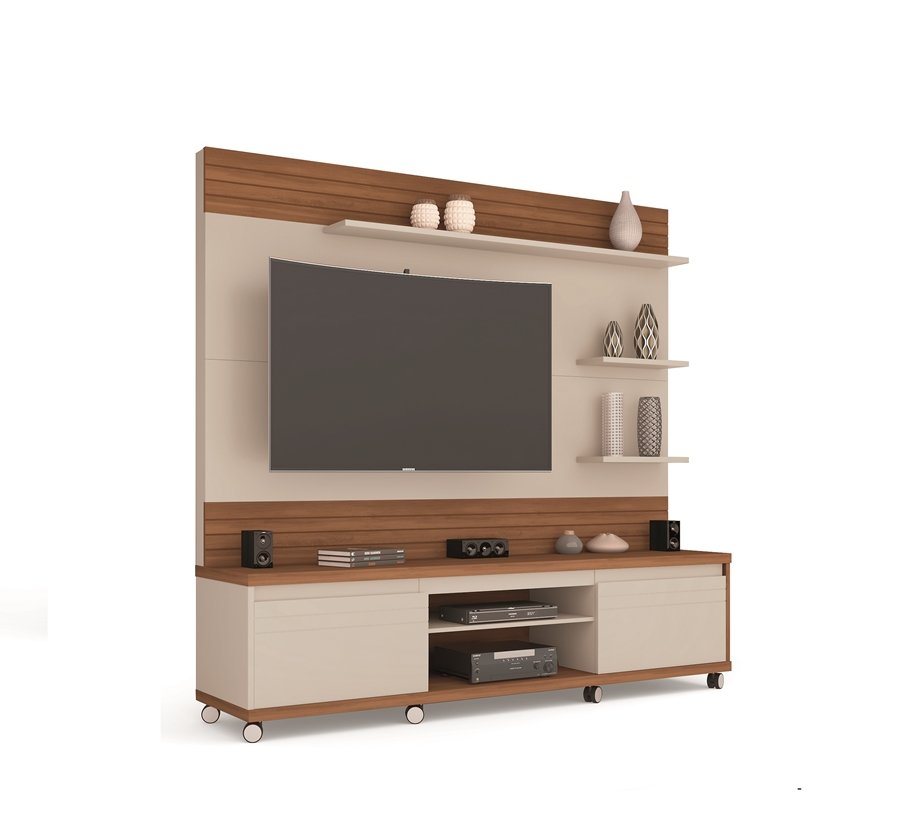 Home Theater Cedro Off White/Freijó - Germai Móveis | MadeiraMadeira