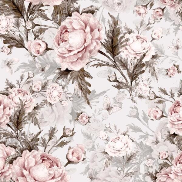 Papel de Parede Floral Adesivo Flores Rosa Lavável - N4539 | MadeiraMadeira