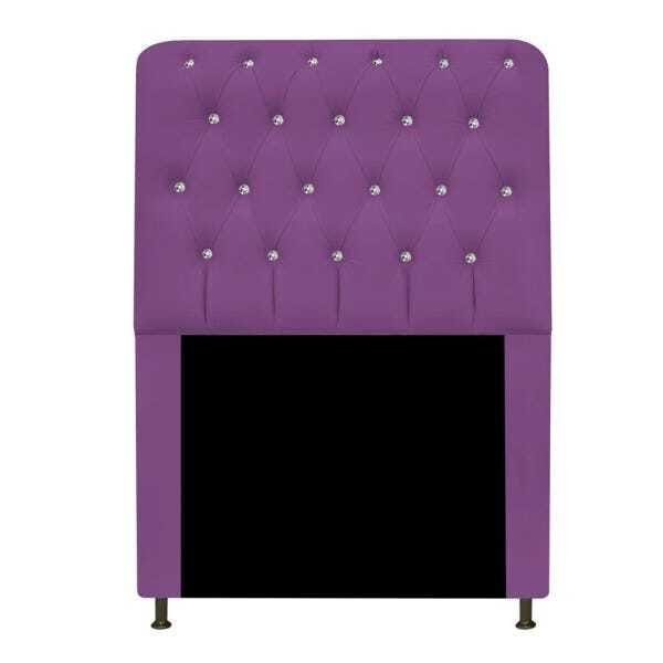Cabeceira Lady Estofada com Strass 90 cm para Cama Box Solteiro Suede Roxo Quarto - AM Decor ...