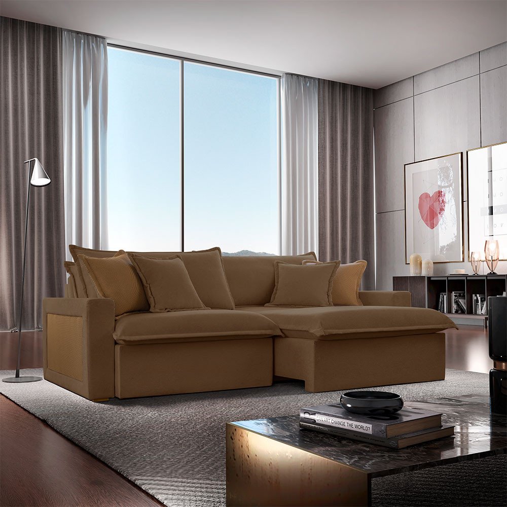 Sofá Dallas Veludo Dois Módulos de 80cm B15 Meu Sofá Online | MadeiraMadeira