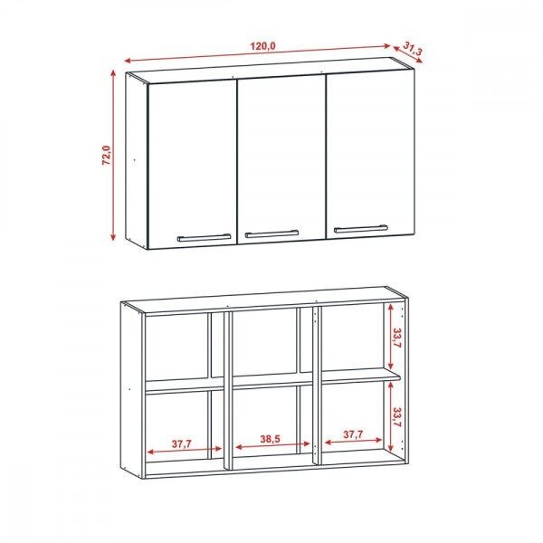 Armário Aéreo 1200 - 3 portas Viv Concept - Kit´s Paraná | MadeiraMadeira