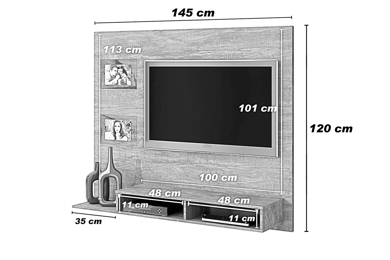 Painel para TV ate 46 Polegadas Hades Valdemoveis Cinamomo/Off White | MadeiraMadeira